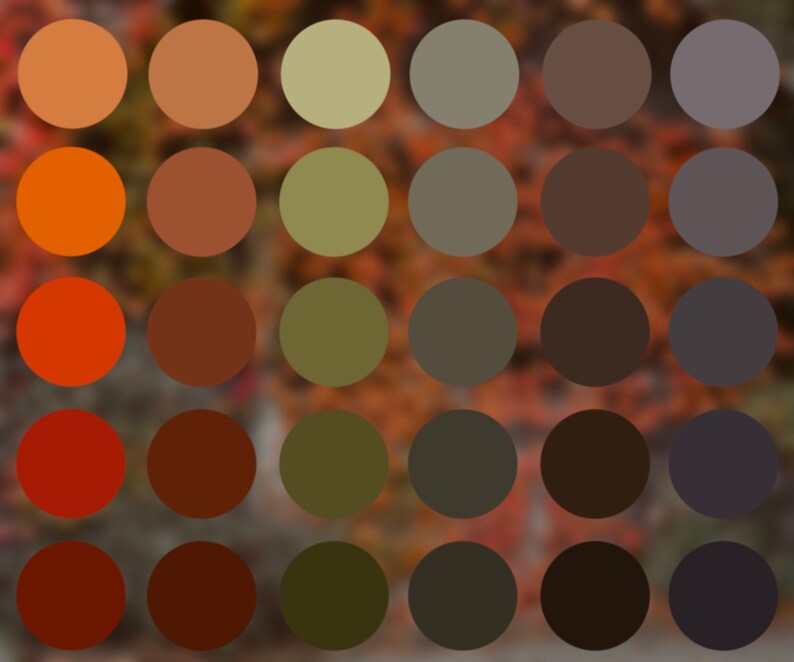 Misty Autumn Color Palette Set of 30 Color Swatches - Etsy