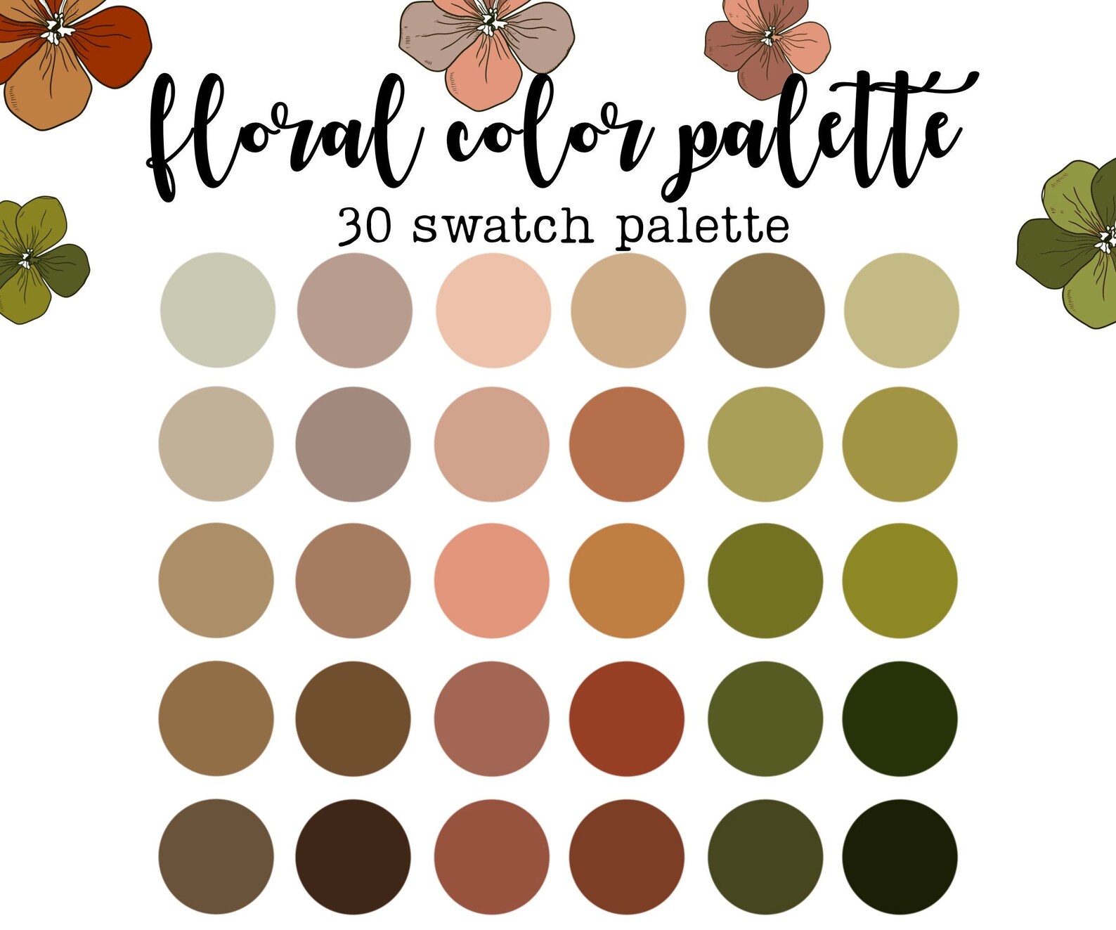 Late Summer Florals Color Palette Set of 30 Color Swatches - Etsy