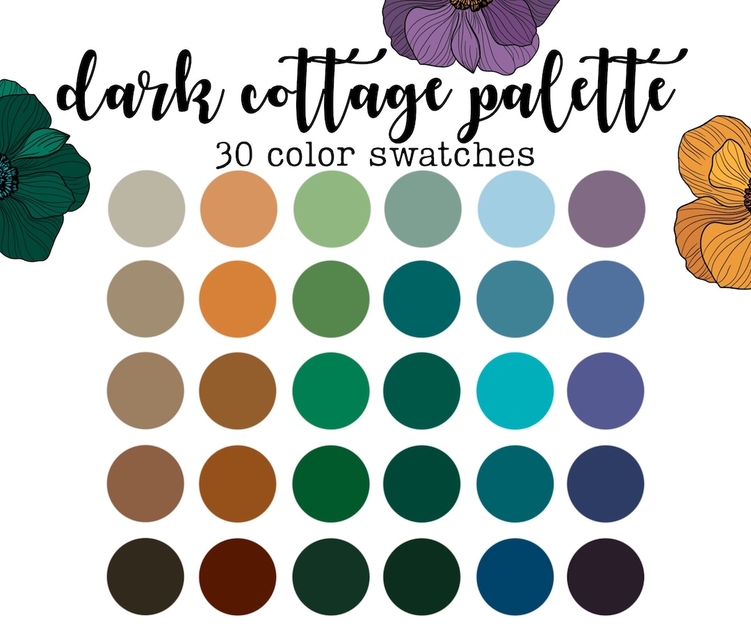 Dark Cottage Core Color Palette Set of 30 Color Swatches - Etsy