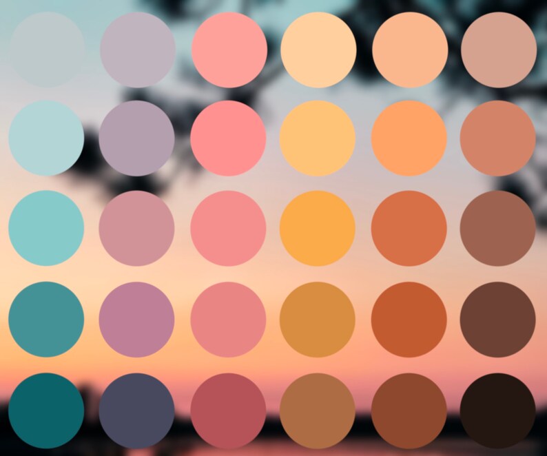 Sunrise Color Palette Set of 30 Color Swatches - Etsy