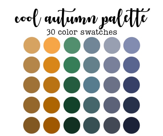 Cool Autumn Color Palette Set of 30 Color Swatches - Etsy