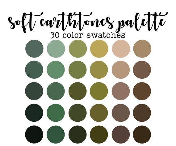 Soft Earthtones Color Palette Set of 30 Color Swatches - Etsy