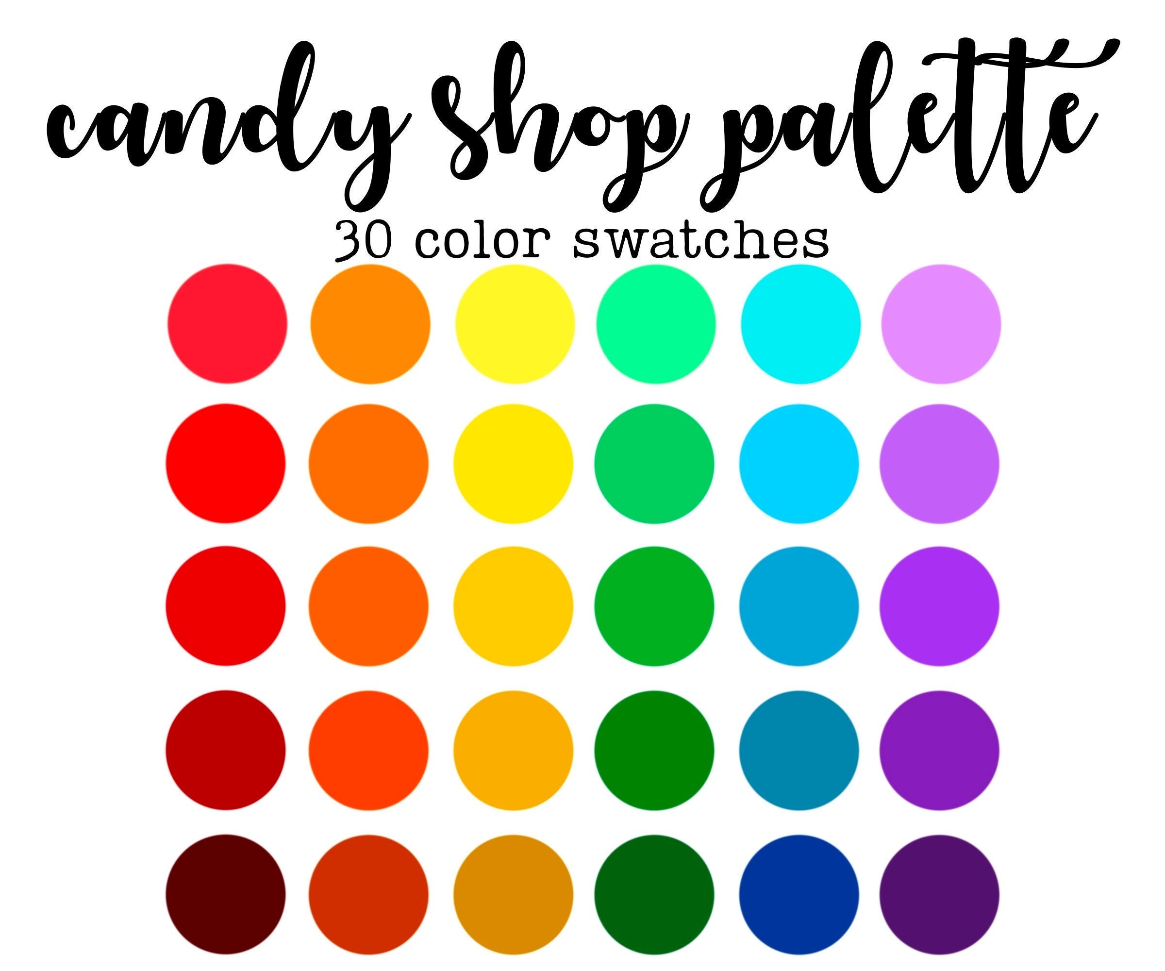 Candy Shop Color Palette Set of 30 Color Swatches - Etsy