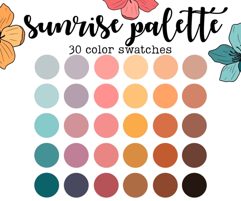 Sunrise Color Palette Set of 30 Color Swatches - Etsy