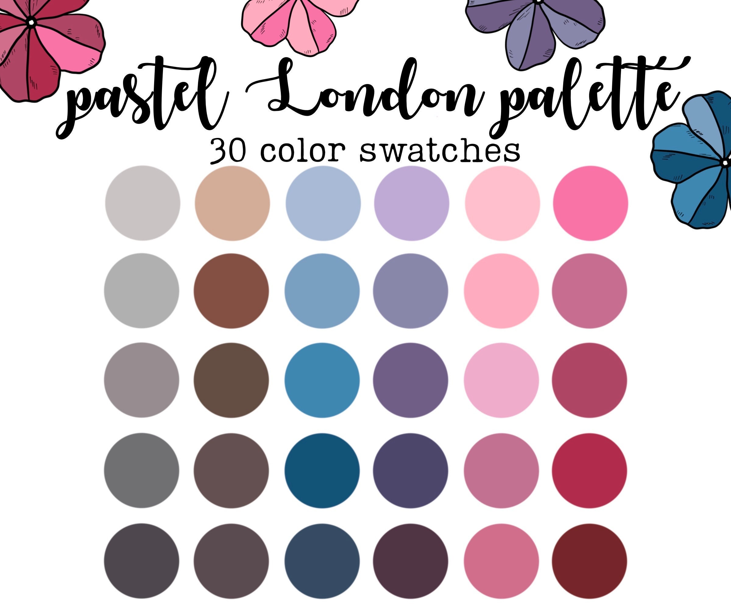 Pastel London Color Palette Set of 30 Color Swatches - Etsy