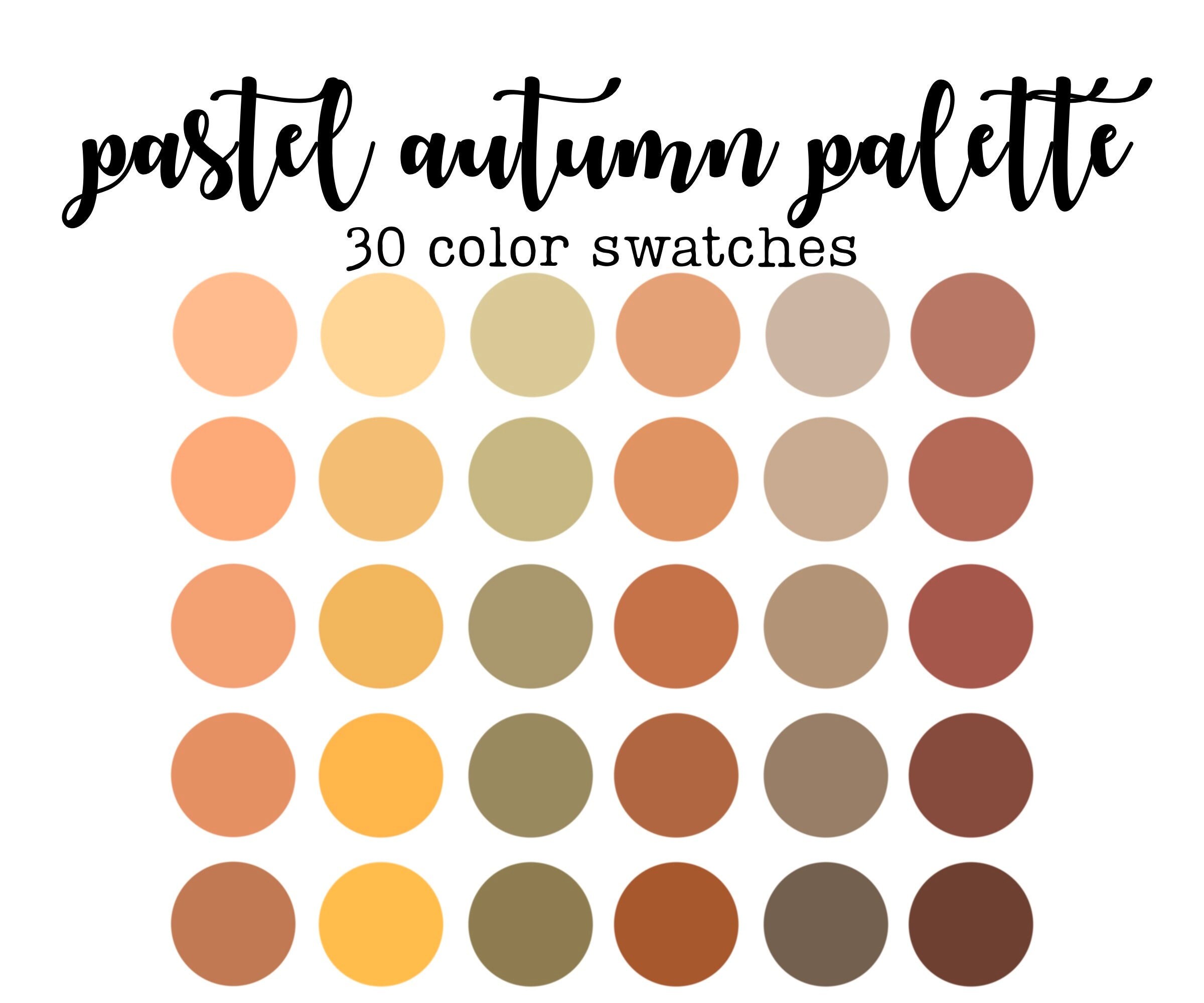 Pastel Autumn Color Palette Set of 30 Color Swatches - Etsy