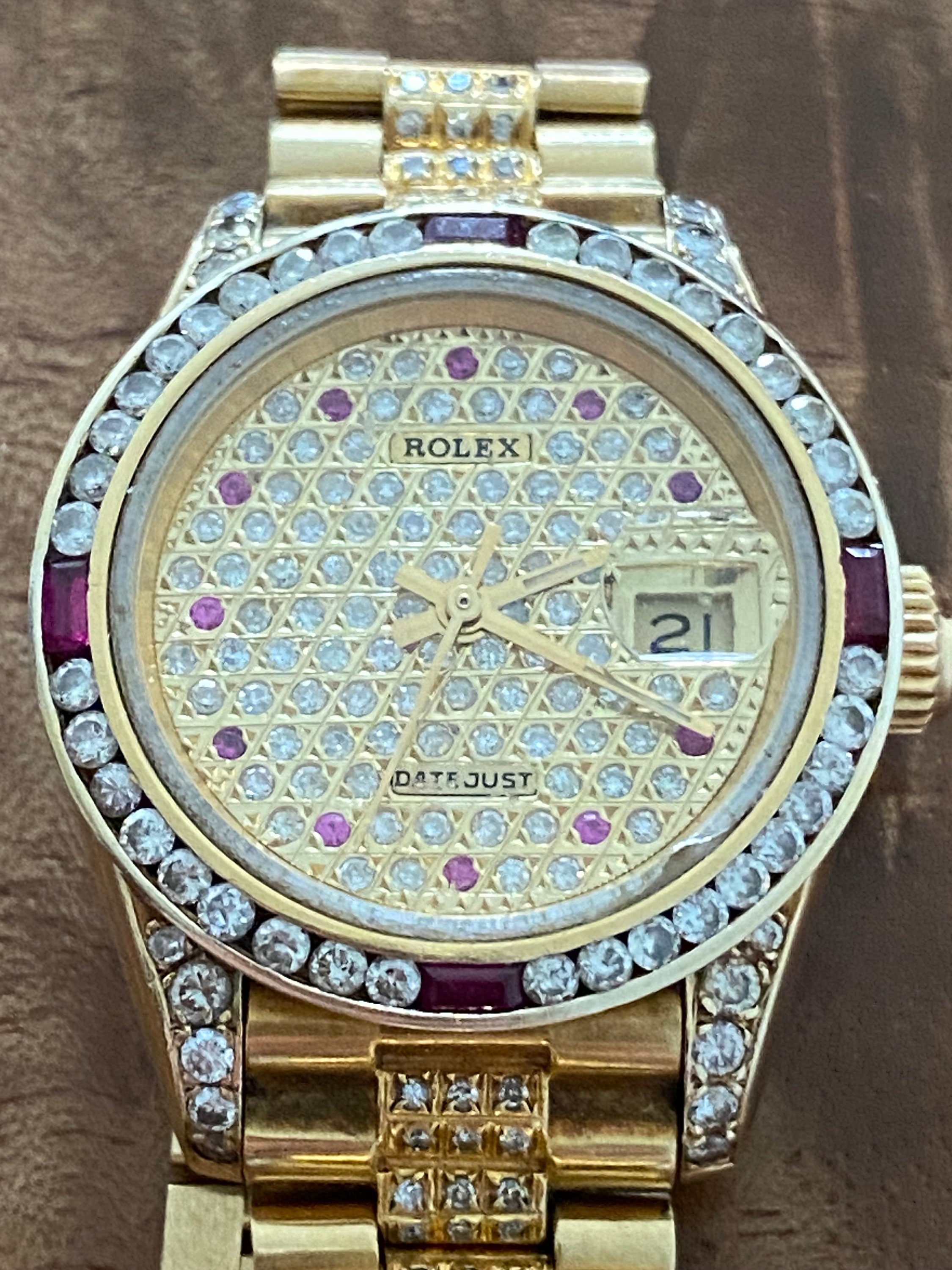 Vintage 1989 Rolex Ladies' Watch 18k Gold, Studded With Diamonds and ...