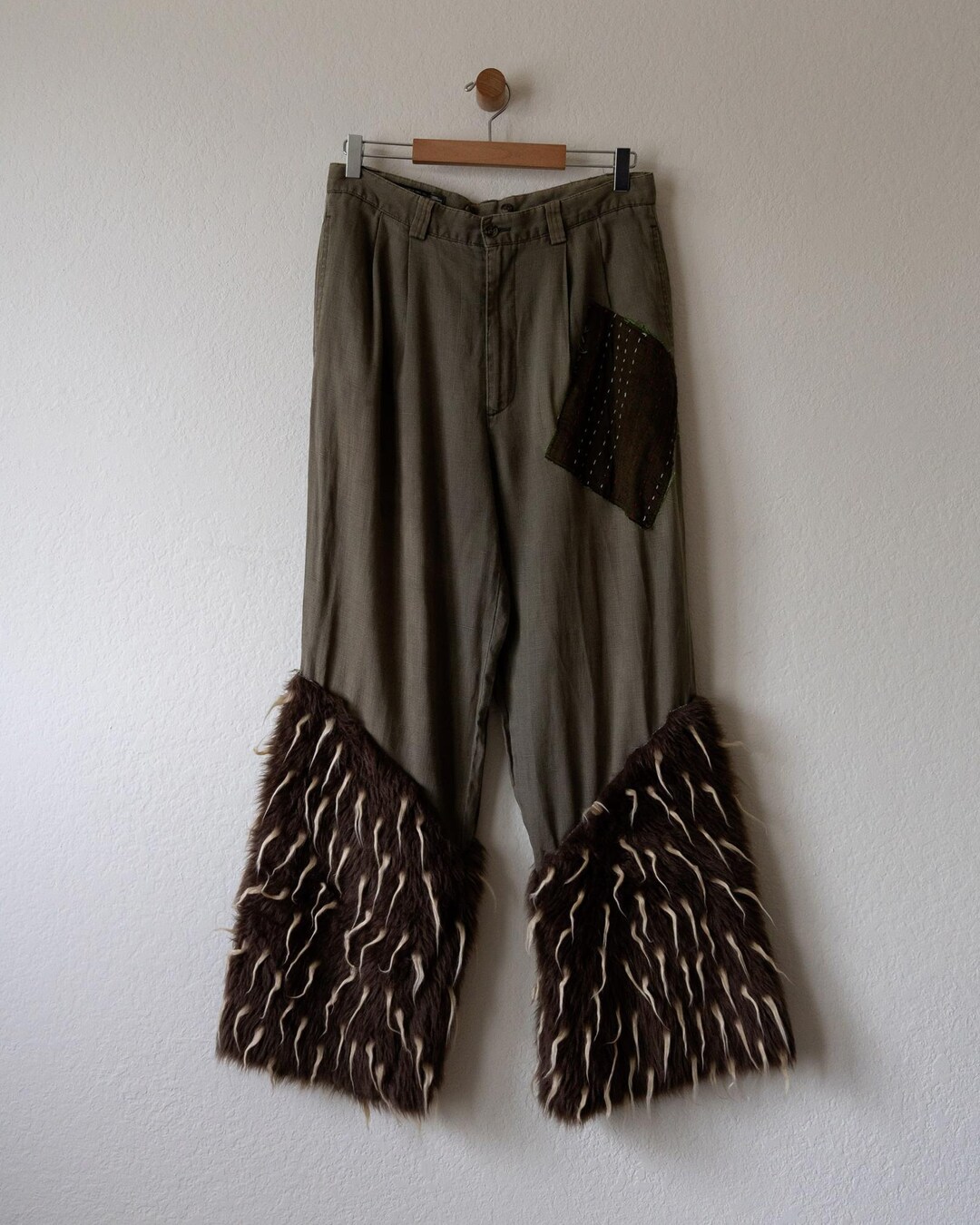 Vintage Reworked Gap Pants Two Tone Spike Shaggy Faux Fur - Etsy