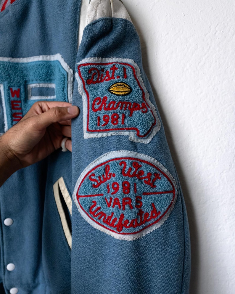80s Vintage P Letterman Wool Football Varsity Jacket Blue - Etsy