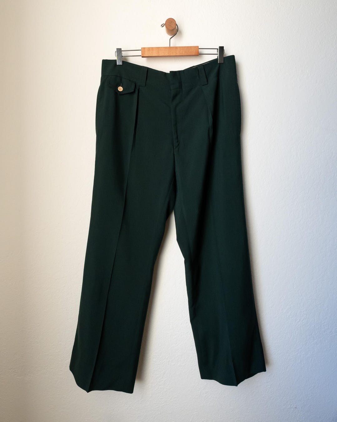 1960s Vintage Dark Green Bell Bottom Trouser Pant Talon Zipper Made in ...