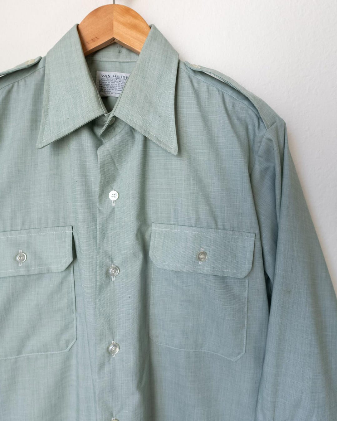 1970s Vintage Van Heusen Military Button up Shirt Green - Etsy