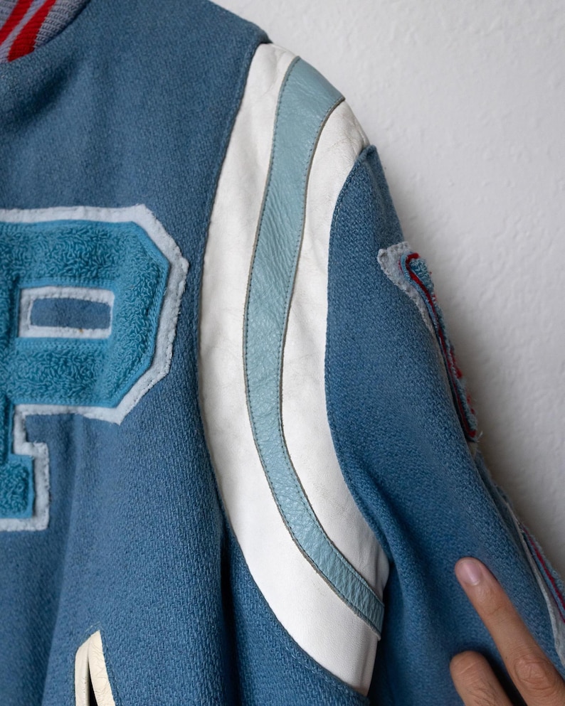 80s Vintage P Letterman Wool Football Varsity Jacket Blue - Etsy
