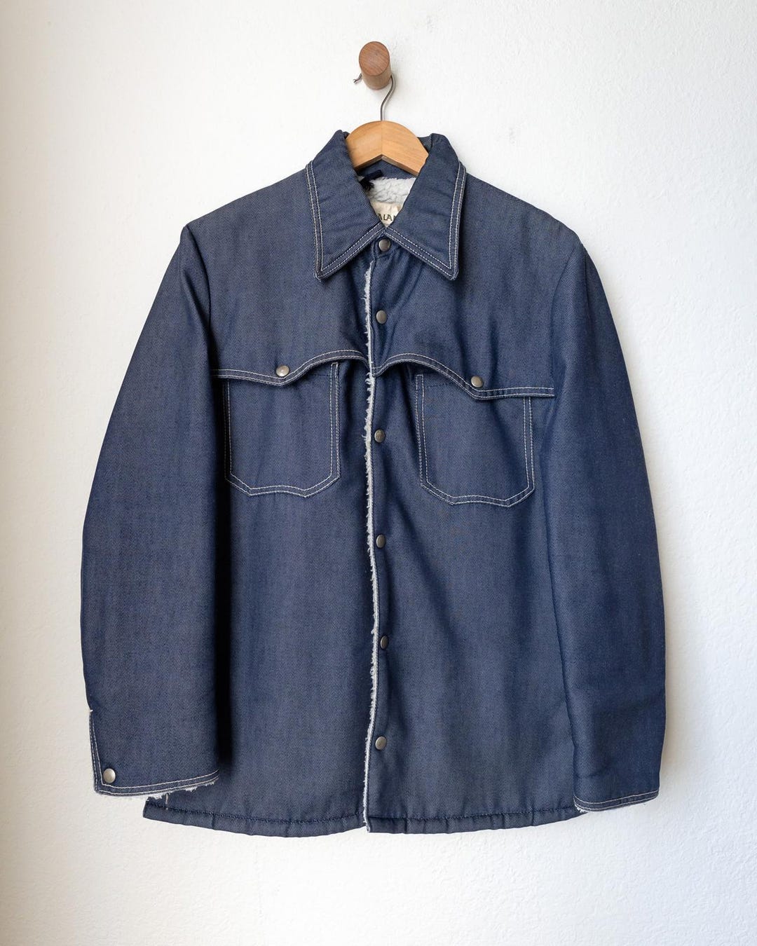 Vintage 70s Jim Alan Western Denim Rancher Jacket Sherpa Lined Men's ...