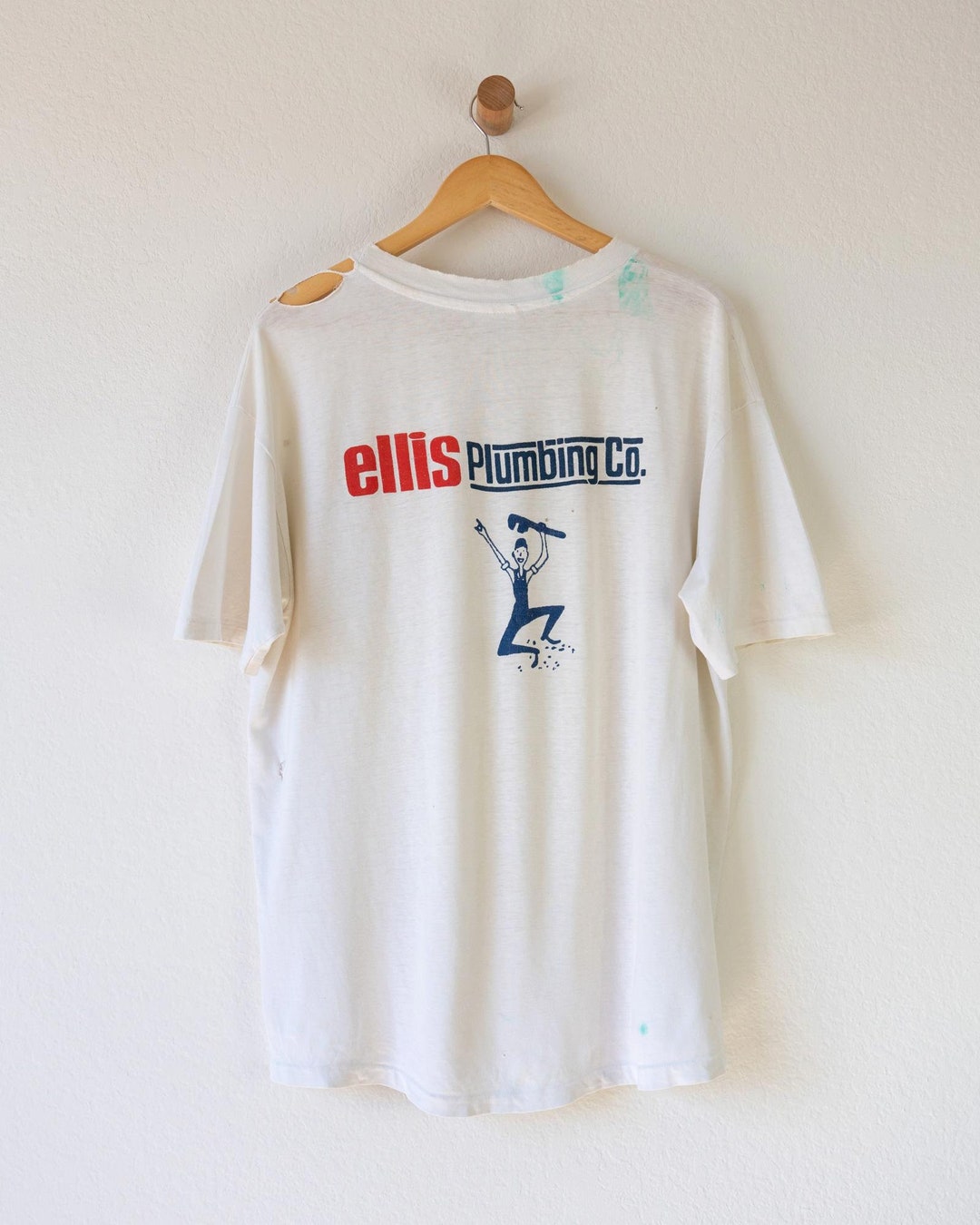 80s Vintage Ellis Plumbing Single Stitch T Shirt Distressed Thrashed ...