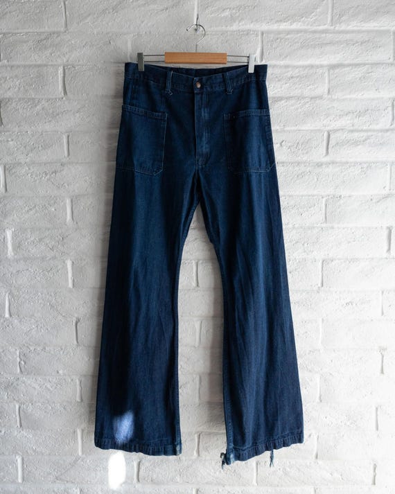 1960s Vintage Seafarer Dungaree Denim Bell Bottom Pan… - Gem