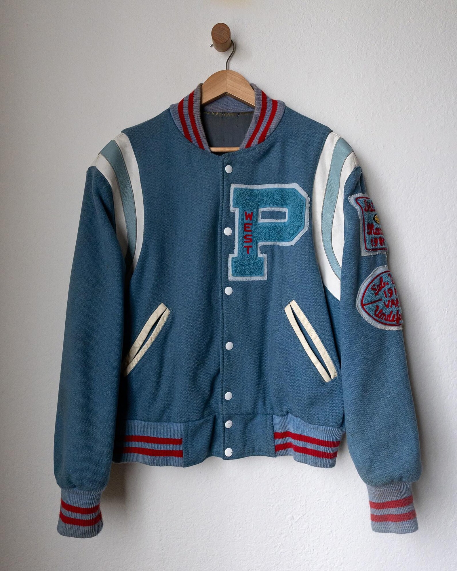80s Vintage P Letterman Wool Football Varsity Jacket Blue - Etsy