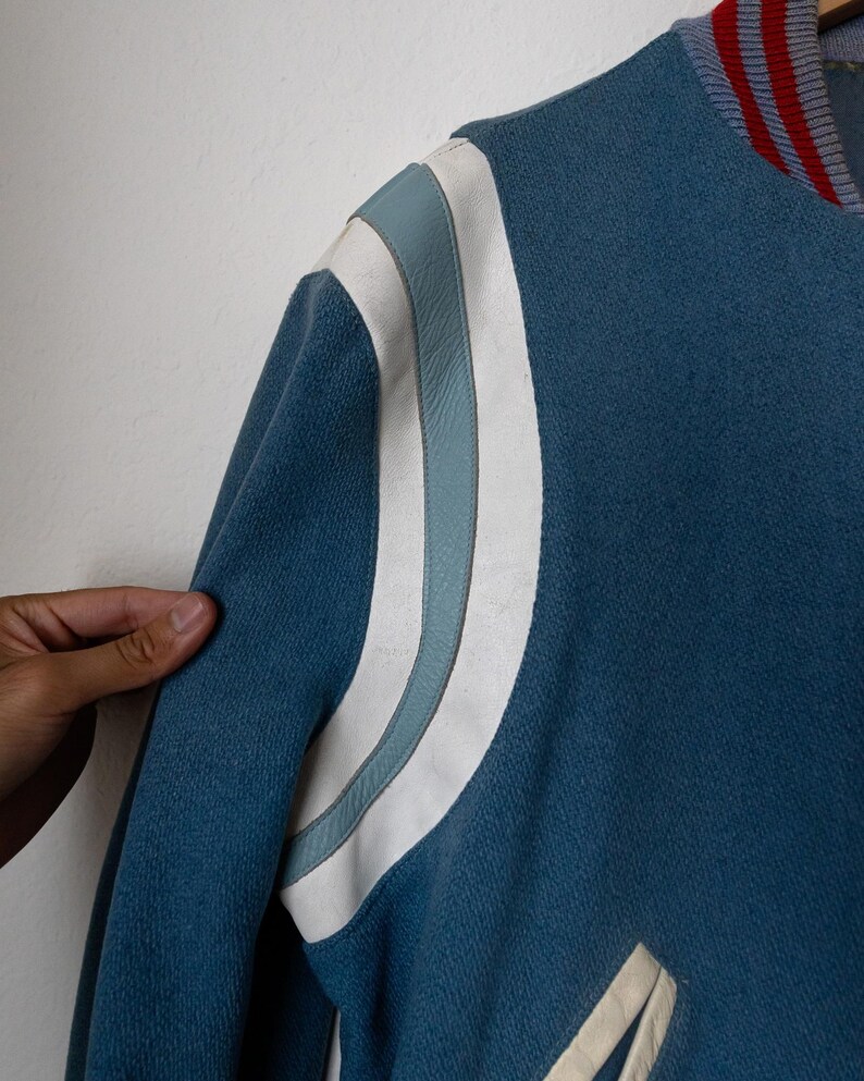80s Vintage P Letterman Wool Football Varsity Jacket Blue - Etsy