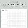 30-60-90 Day Habit Tracker Printable, 30-day Challenge, Goal Tracker ...