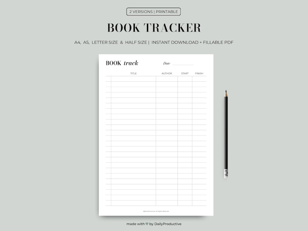 Book Tracker Printable, Reading Log, Book Tracker Journal, Instant ...