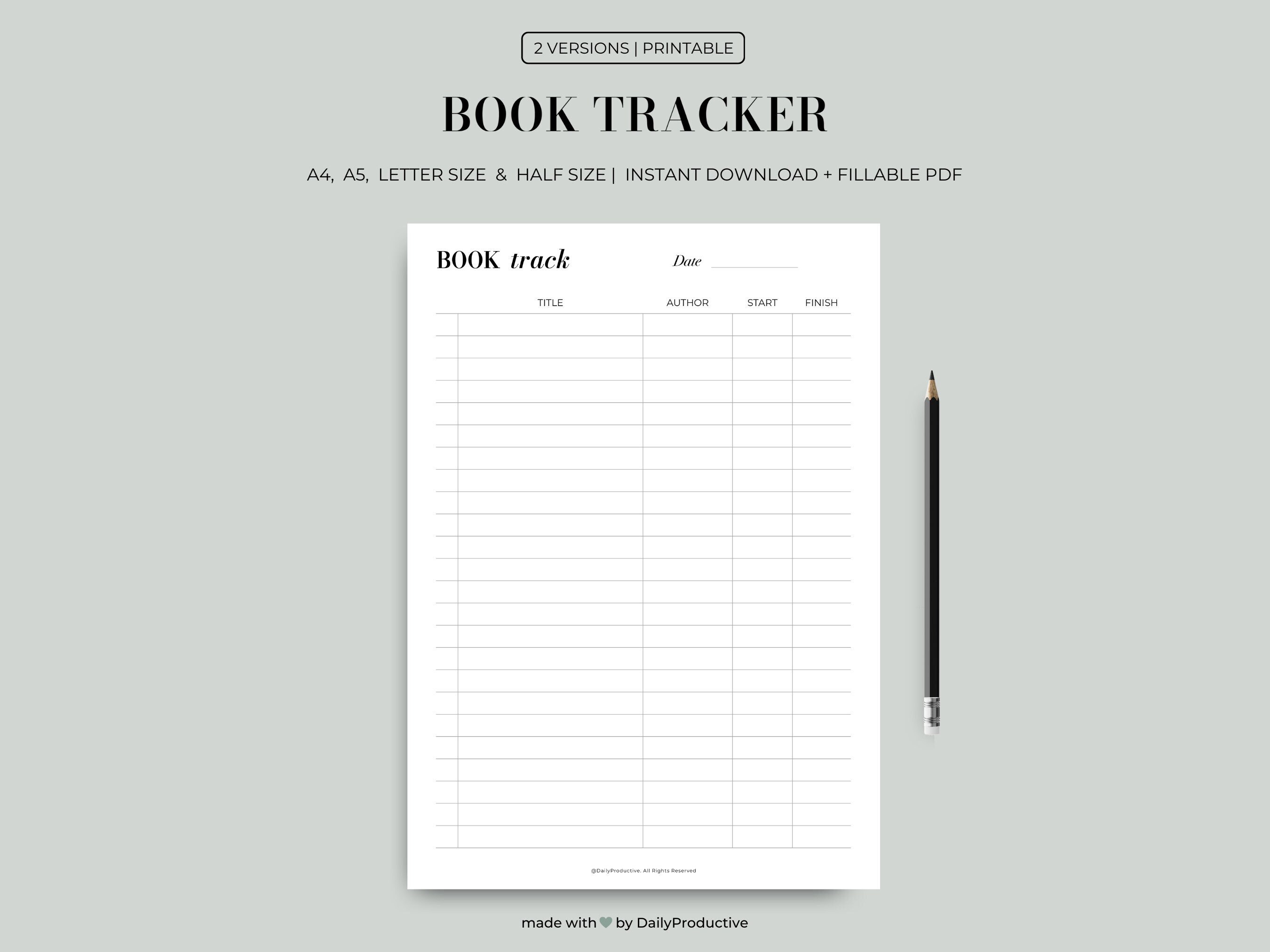 Book Tracker Printable, Reading Log, Book Tracker Journal, Instant ...