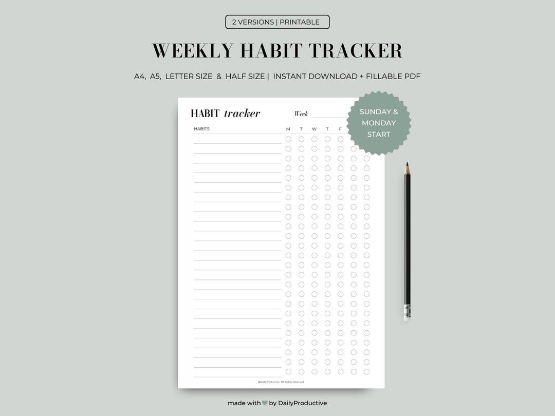 Weekly Habit Tracker, Habit Tracker Printable, Routine Tracker ...