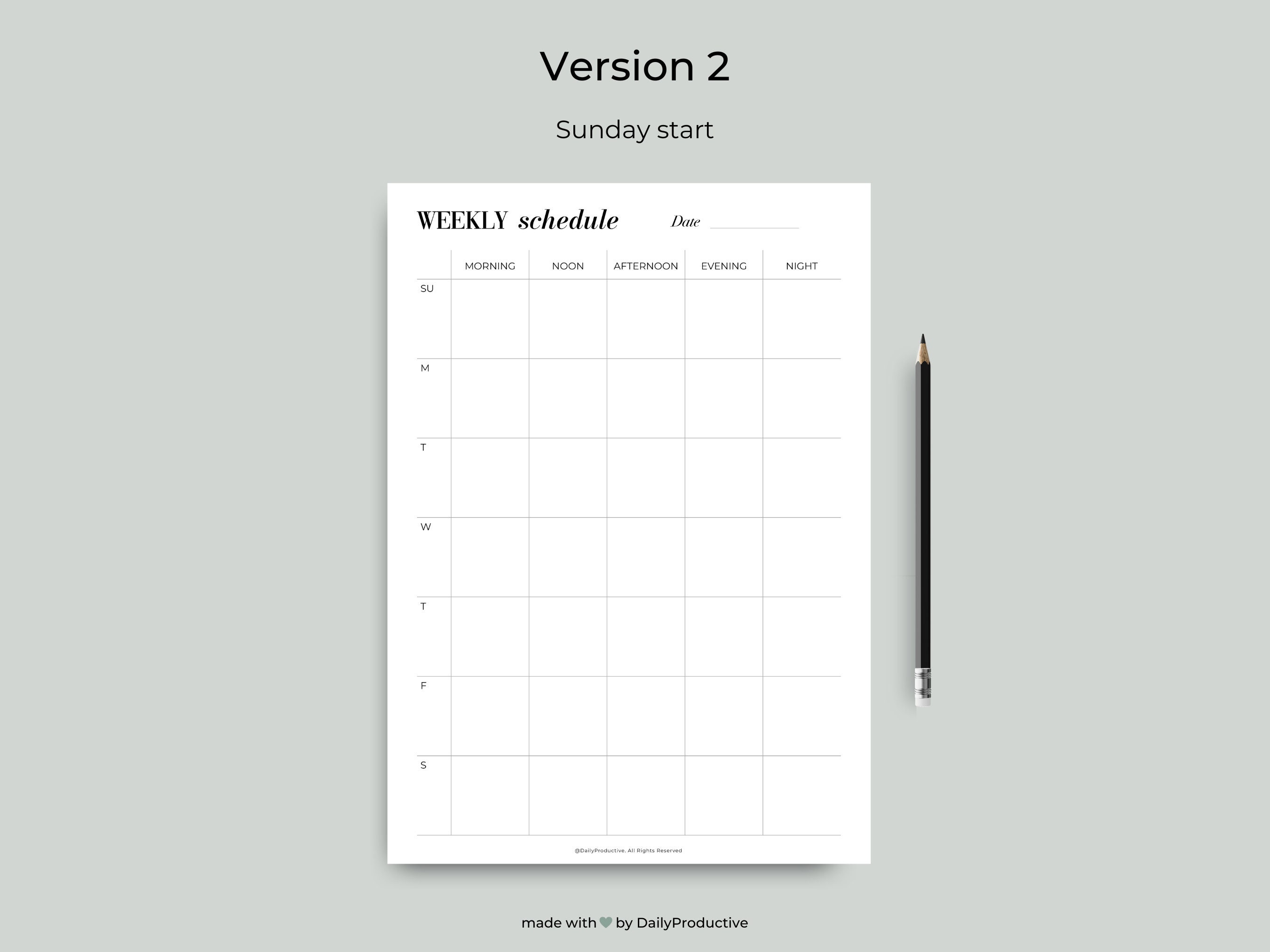 Weekly Schedule, Weekly Planner Printable, Weekly Timetable, Instant ...