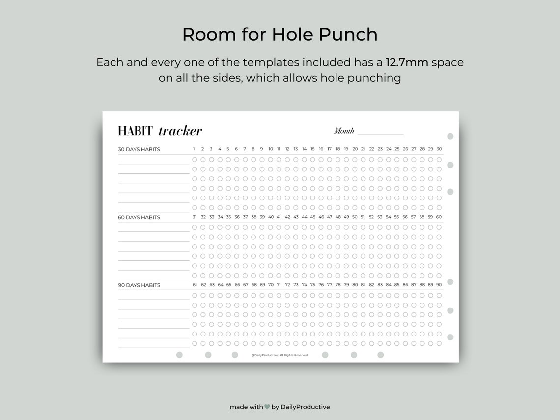 30-60-90 Day Habit Tracker Printable, 30-day Challenge, Goal Tracker ...