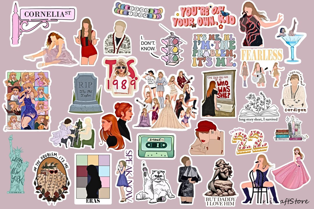 TAYLOR SWIFT STICKERS 600 Png Bundle Ttpd Reputation Debut Folklore Red ...