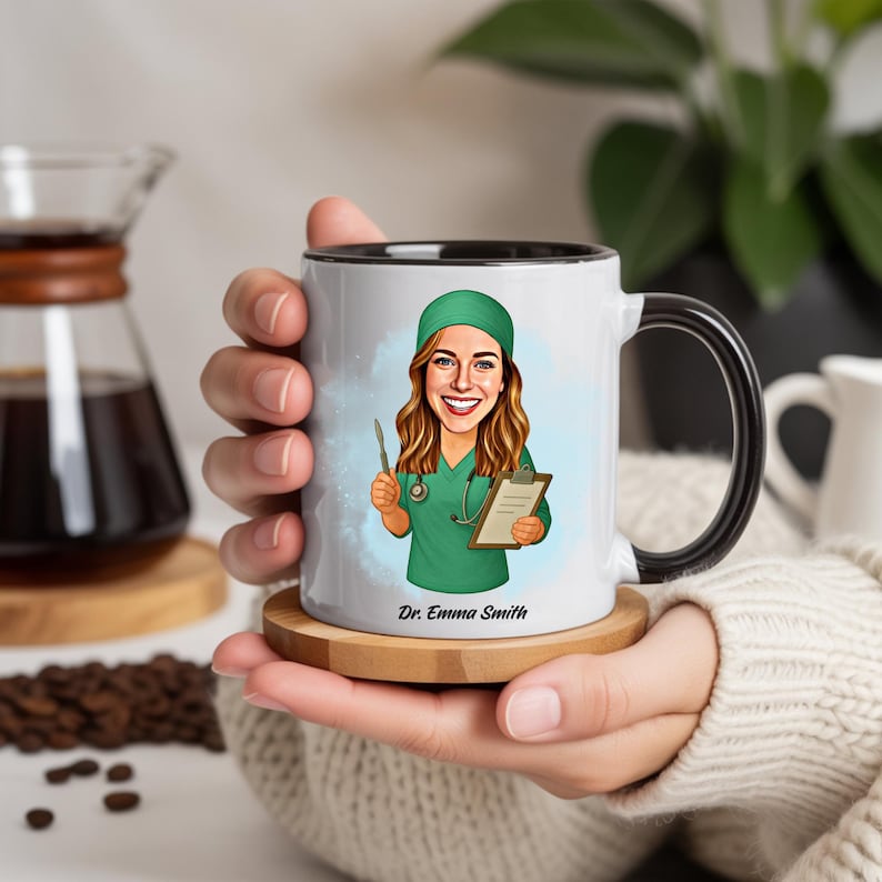 Personalized Female Surgeon Portrait Mug: Custom Doctor Photo Coffee ...