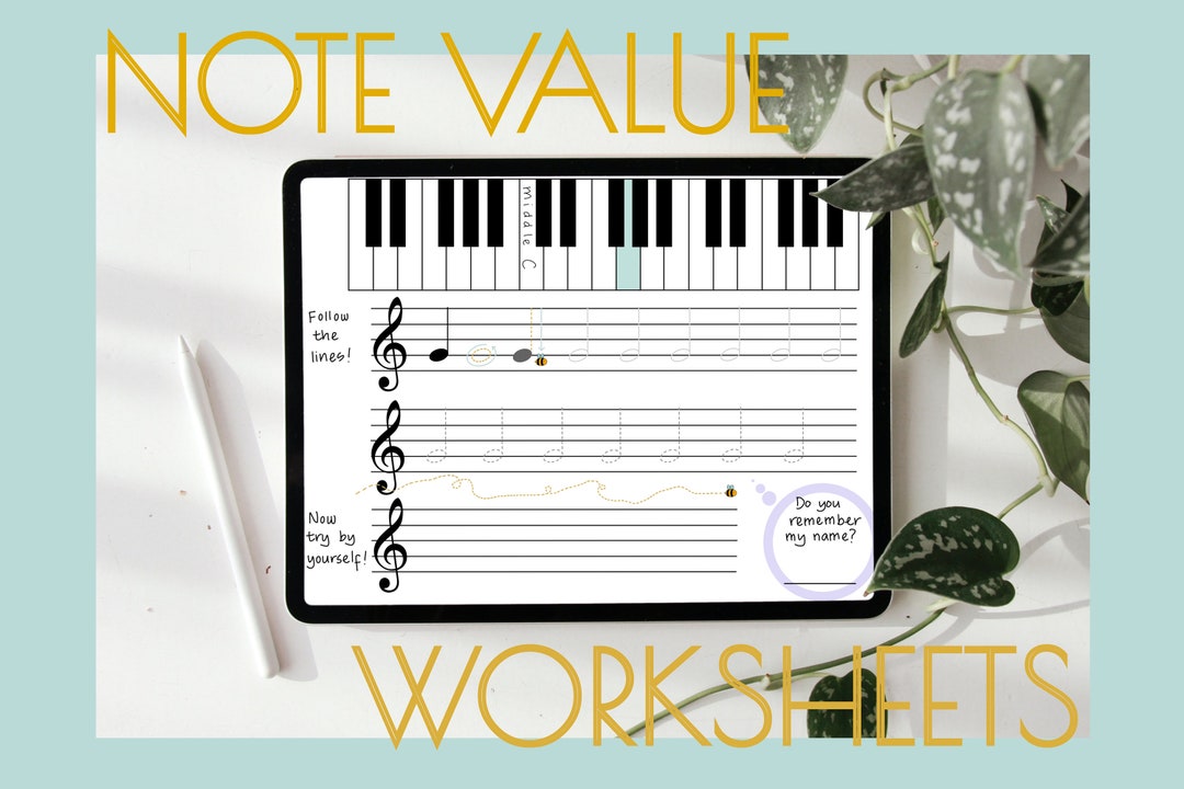 5 Printable Note Value Music Theory Worksheets Follow the Bee PDF - Etsy