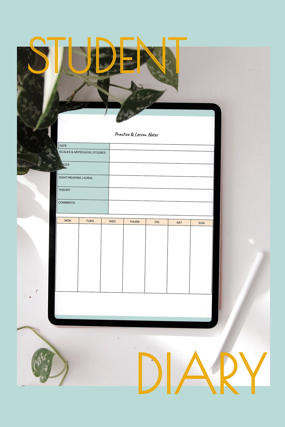 Printable/downloadable Student Music Diary | EXTRA Student Checklist ...