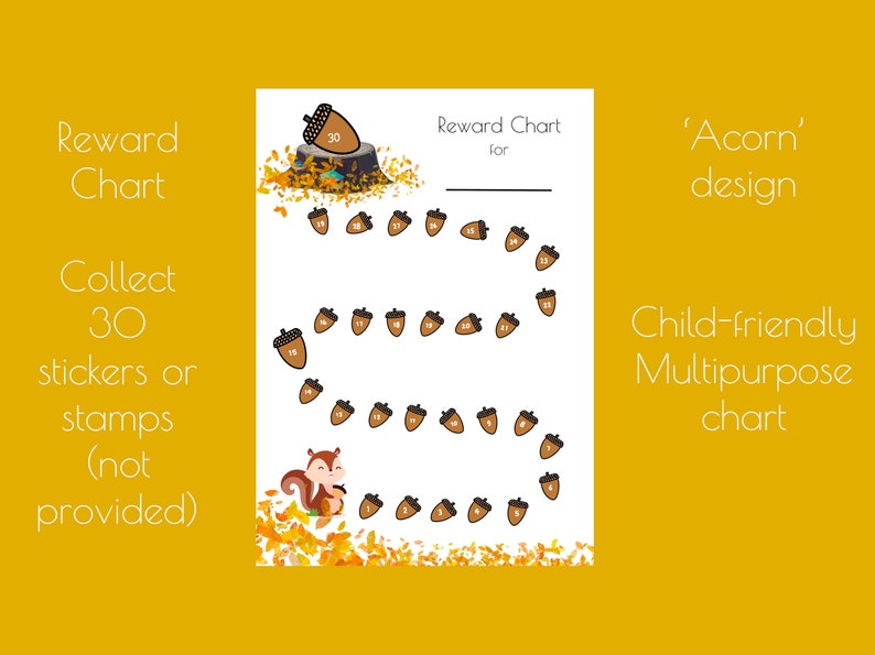 Printable Reward Chart Acorn Music PDF - Etsy