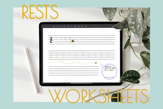 4 Printable Music Theory Rests Worksheets Follow the Bee - Etsy