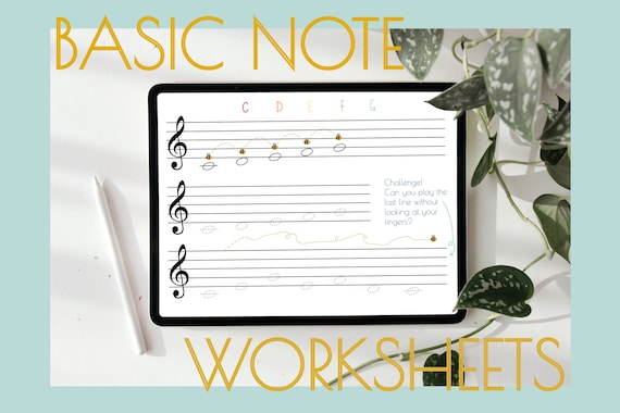 10 Printable Basic Note Music Theory Worksheets 5 Finger - Etsy