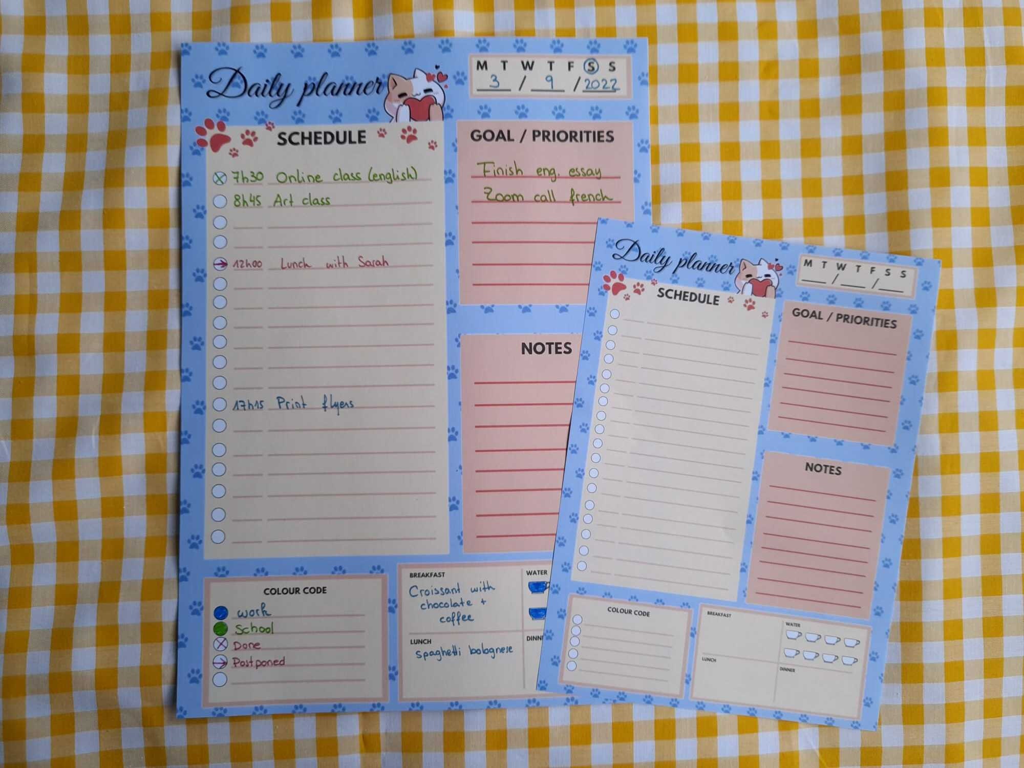 Digital Cute Cat Daily Planner (downloadable and Printable) - Etsy