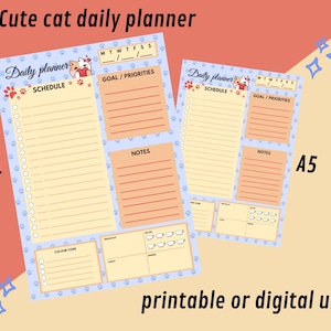 Digital Cute Cat Daily Planner (downloadable and Printable) - Etsy