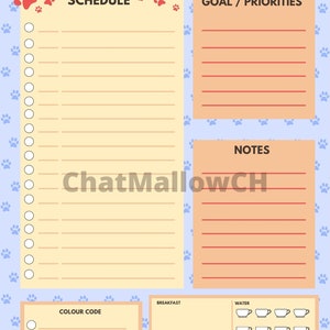 Digital Cute Cat Daily Planner (downloadable and Printable) - Etsy