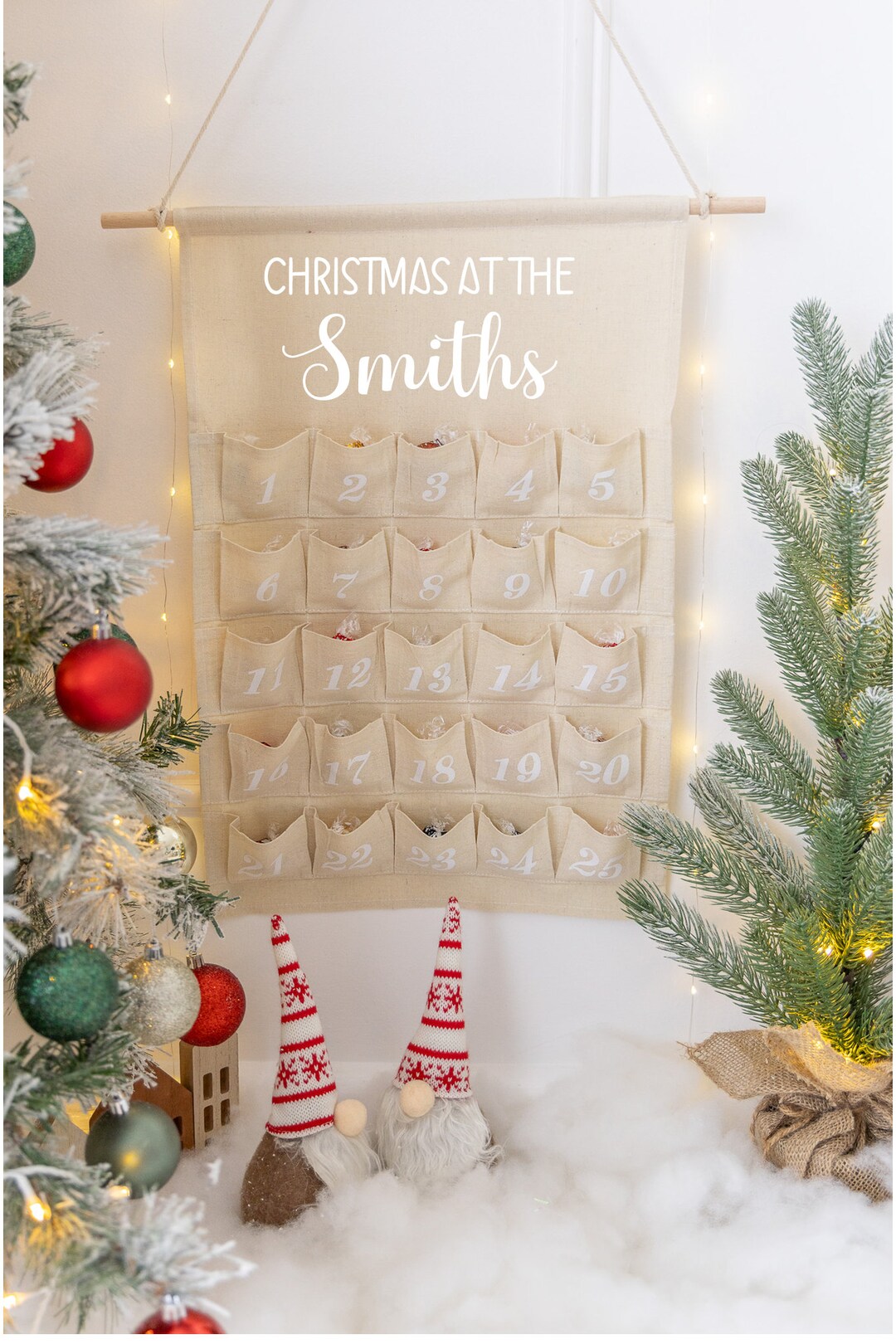 Personalised Christmas Advert Calender | Personalised Cotton Hanging ...