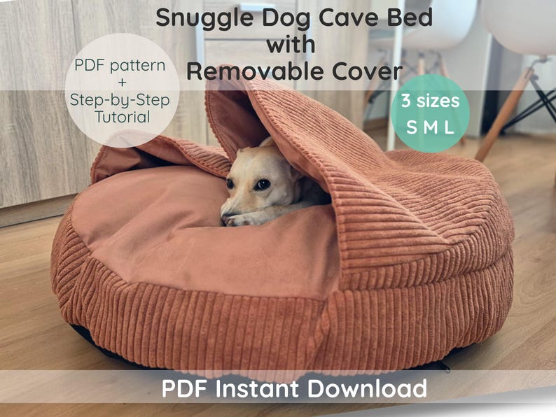 DIY Dog Cave Bed Sewing Pattern PDF – Instant Download, 3 Sizes (small ...