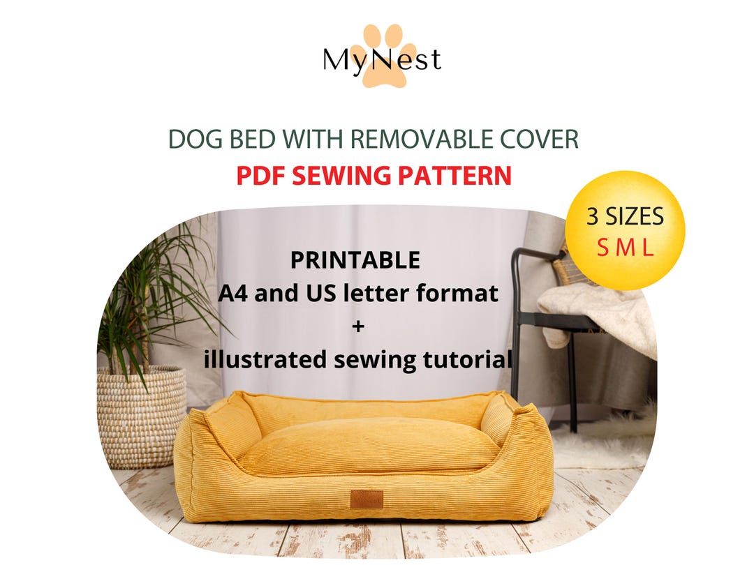 Dog Bed Pattern, Dog Bed Sewing Tutorial A4 US Letter, 3 Sizes DIY Dog ...
