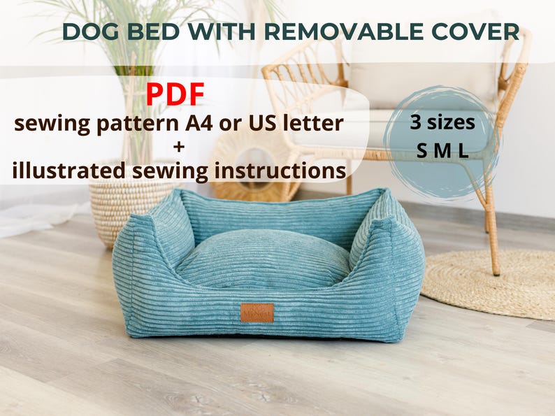 Dog Bed Pattern, Hundebett Pattern A4 and US Letter Print, Sewing ...