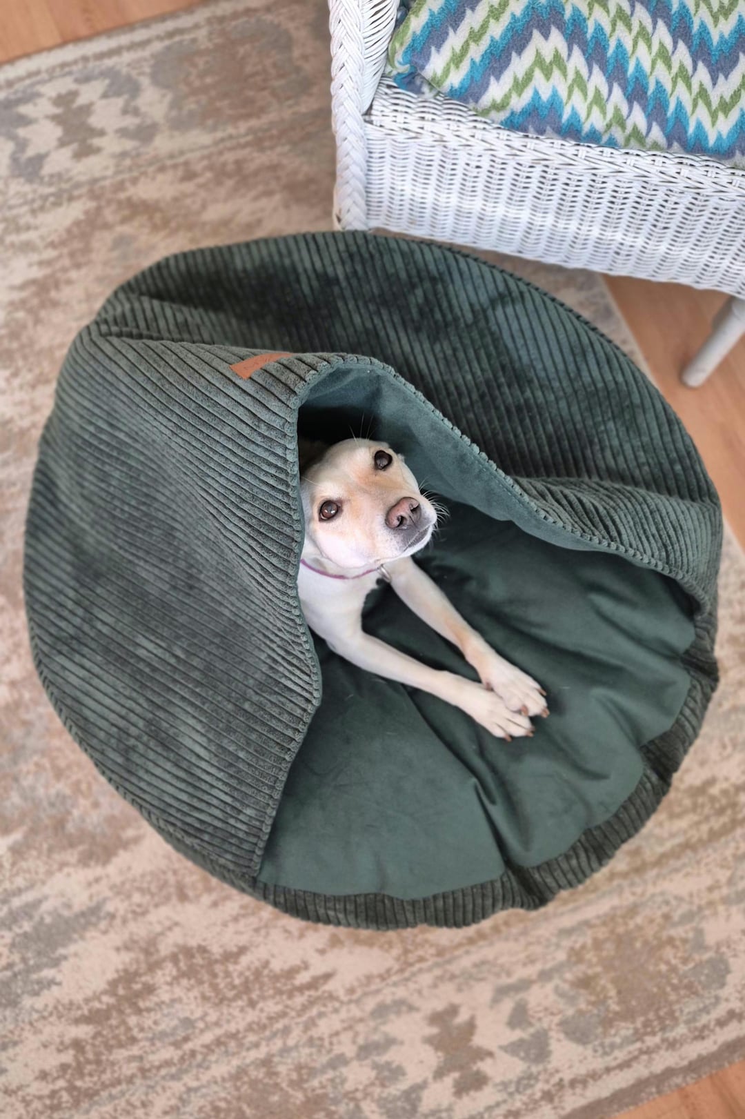Green Dog Cave Bed, Warm Covered Dog Bed, Whippet Bed, Cave Pet Bed ...