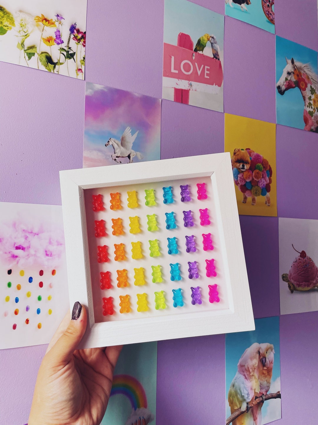 Rainbow Gummy Bear Box Frame Picture/bright/colourful/decor - Etsy