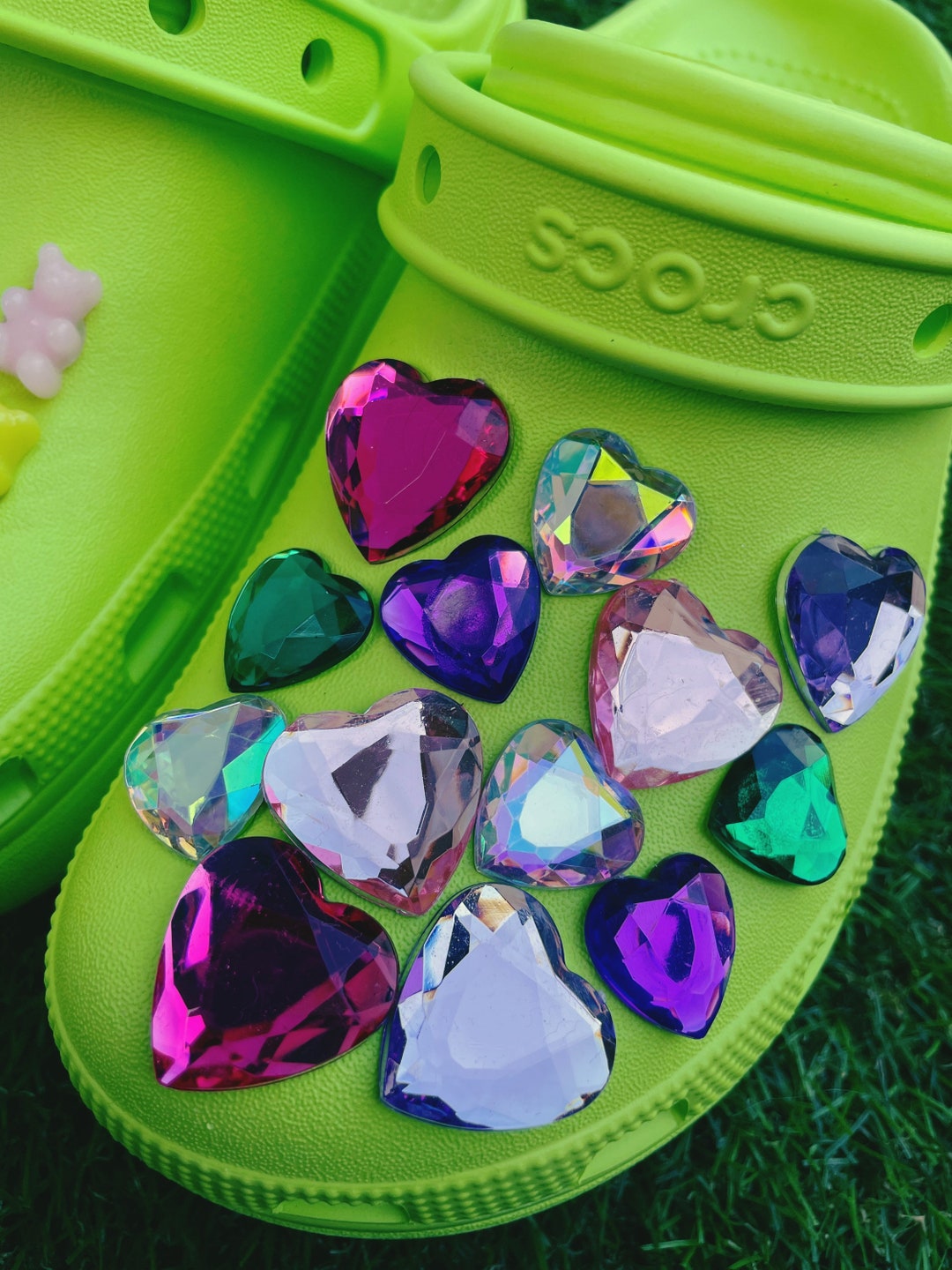 Funky Y2k Heart Gem Crocs Jibbitz Shoe Charms/iridescent/ - Etsy