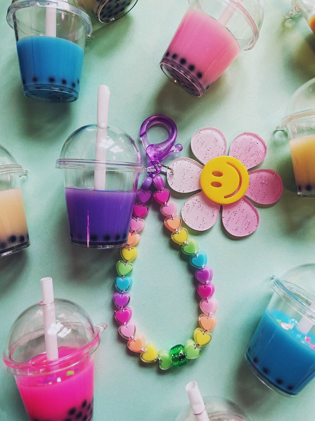 Funky Boba Bubble Tea Keyring Keycharm Bag Charm - Etsy
