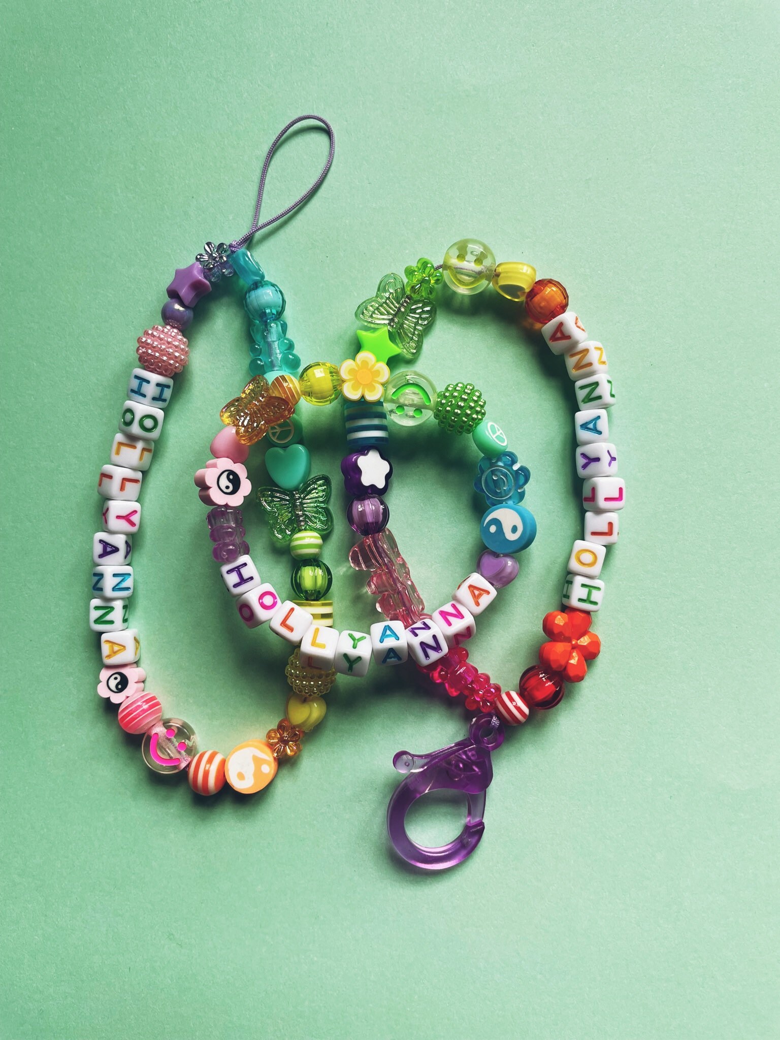 Funky Y2k Pastel Rainbow Beaded Keyring/bag Charm/keychain - Etsy