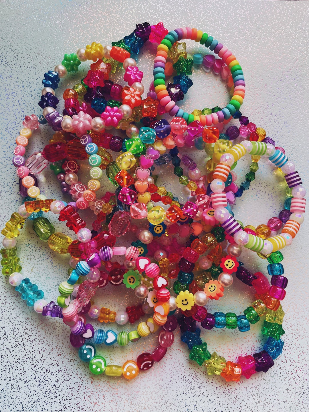 Funky Beaded Bracelet: Rainbow, Kandi Wrist Candy - Etsy