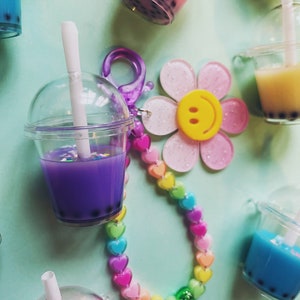 Funky Boba Bubble Tea Keyring Keycharm Bag Charm - Etsy
