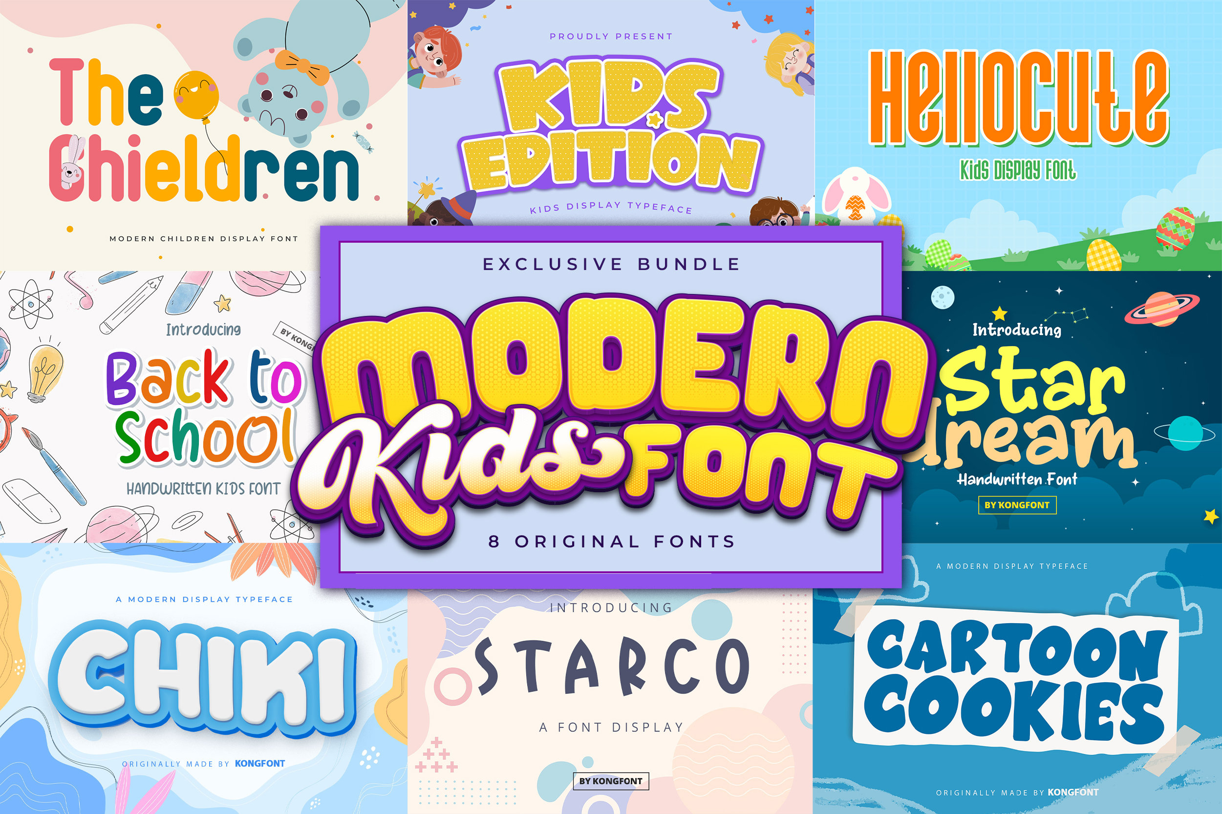 Modern Kids Font Bundle, Cricut Fonts, Girly Fonts, Fun Font, Smooth ...