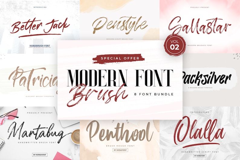 Modern Brush Font Bundle, Brush Font, Paint Brush Font, Modern Brush ...